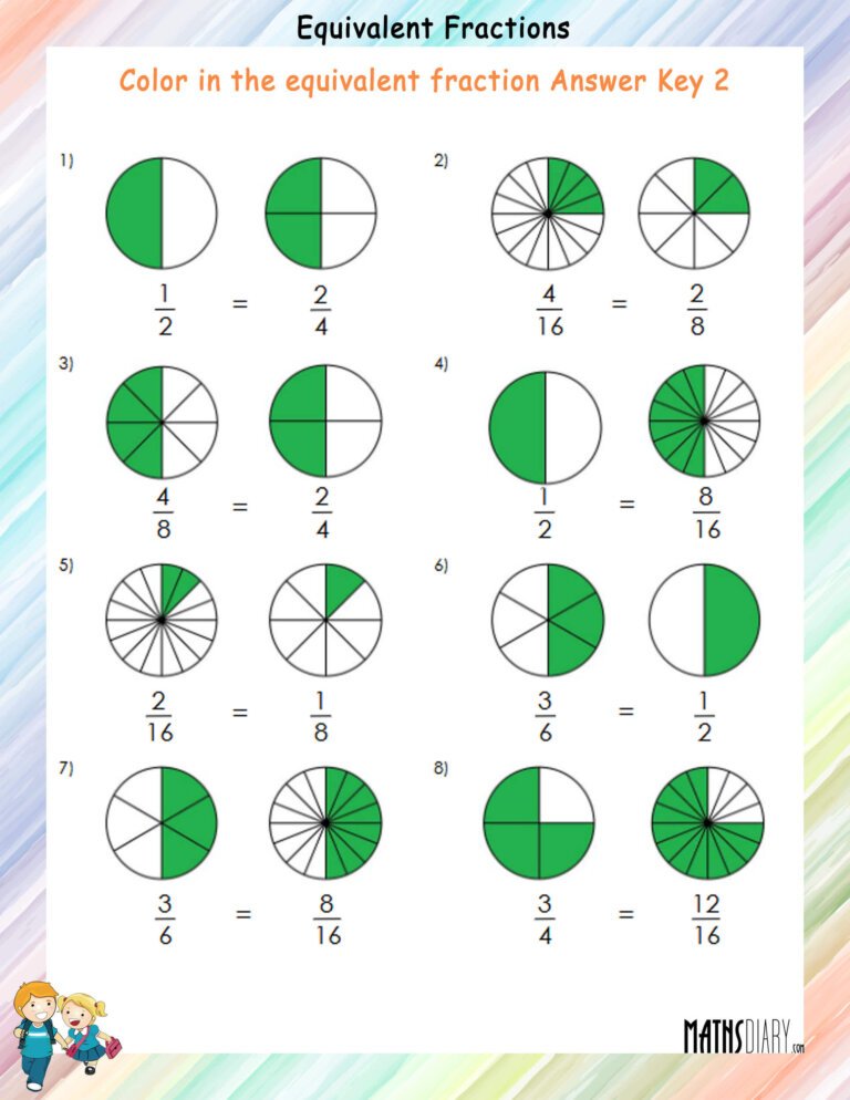 Color in the equivalent fraction Worksheets - Math Worksheets ...
