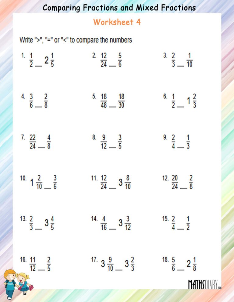 Fractions – Grade 4 Math Worksheets - Page 2