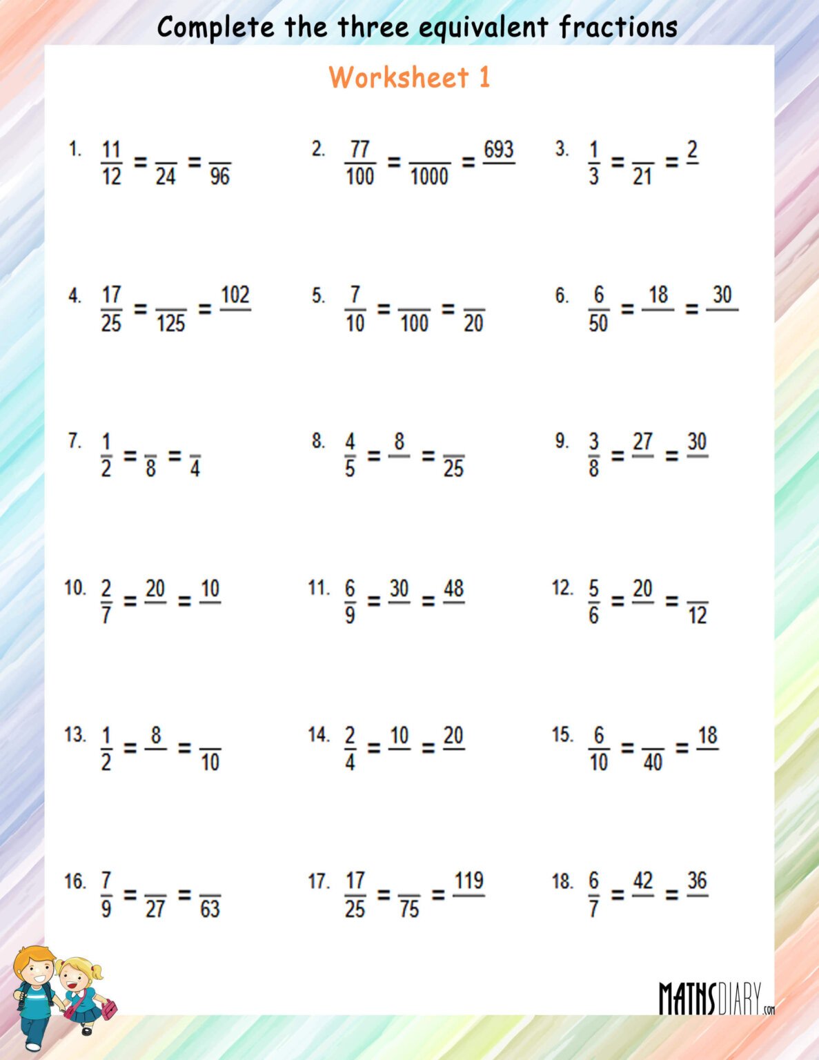 Fractions – Grade 4 Math Worksheets